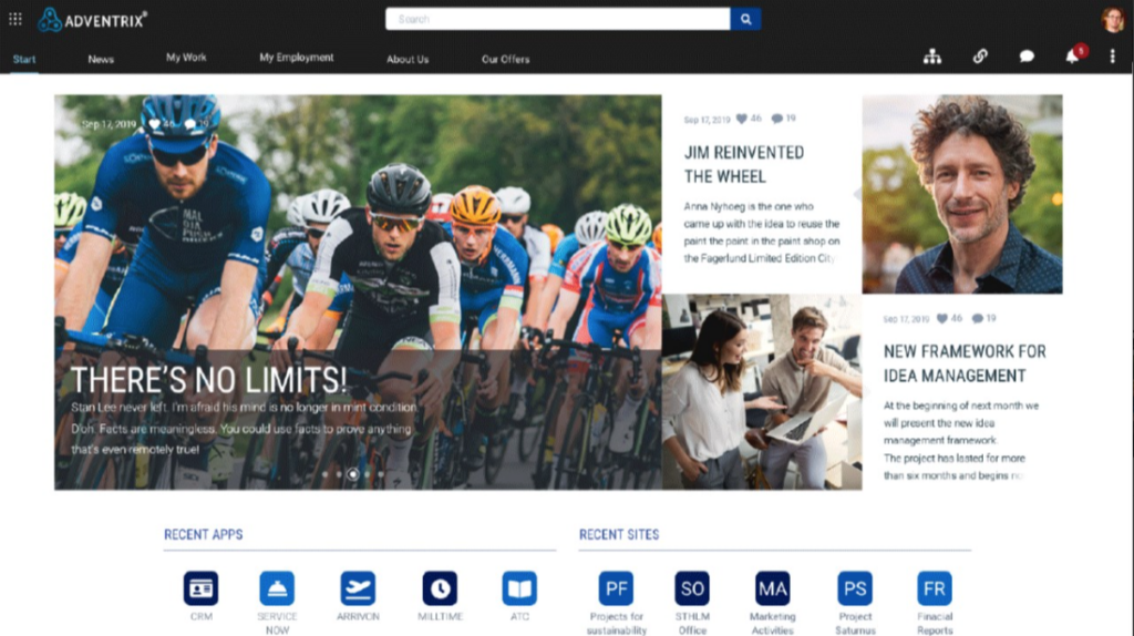 3 Great Examples of SharePoint Intranet Homepages - Klarinet Solutions, LLC