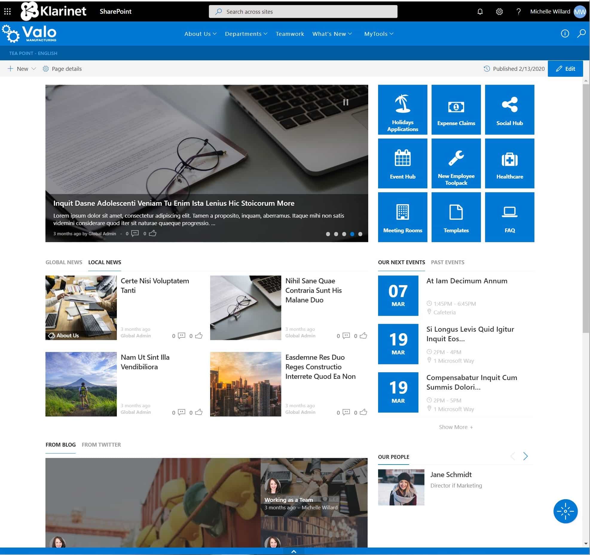 3 Great Examples of SharePoint Intranet Homepages - Klarinet Solutions, LLC 3 Great Examples of SharePoint Intranet Homepages - Klarinet Solutions, LLC
